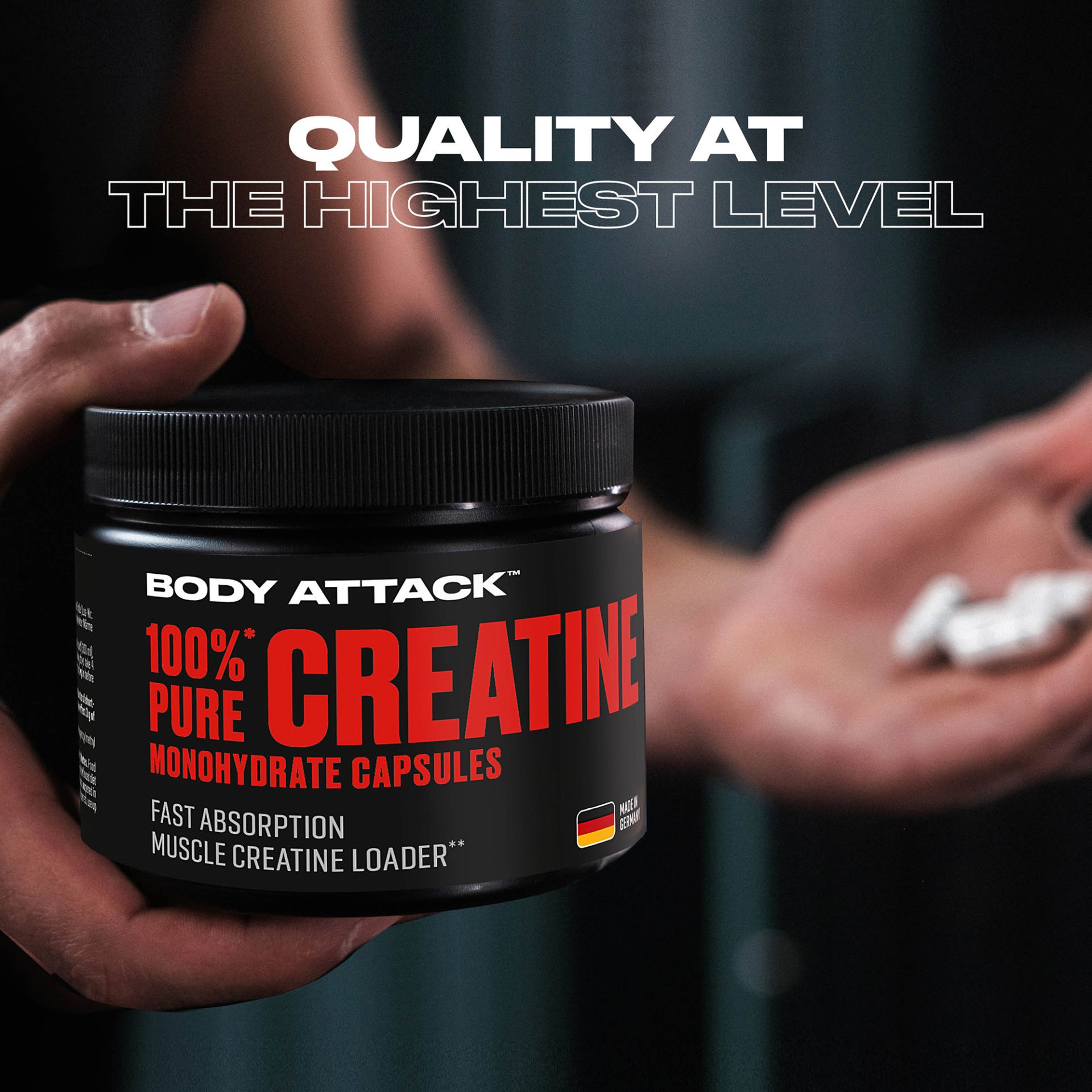 Body Attack Creatine monohydrate capsules - 600 creatine capsules