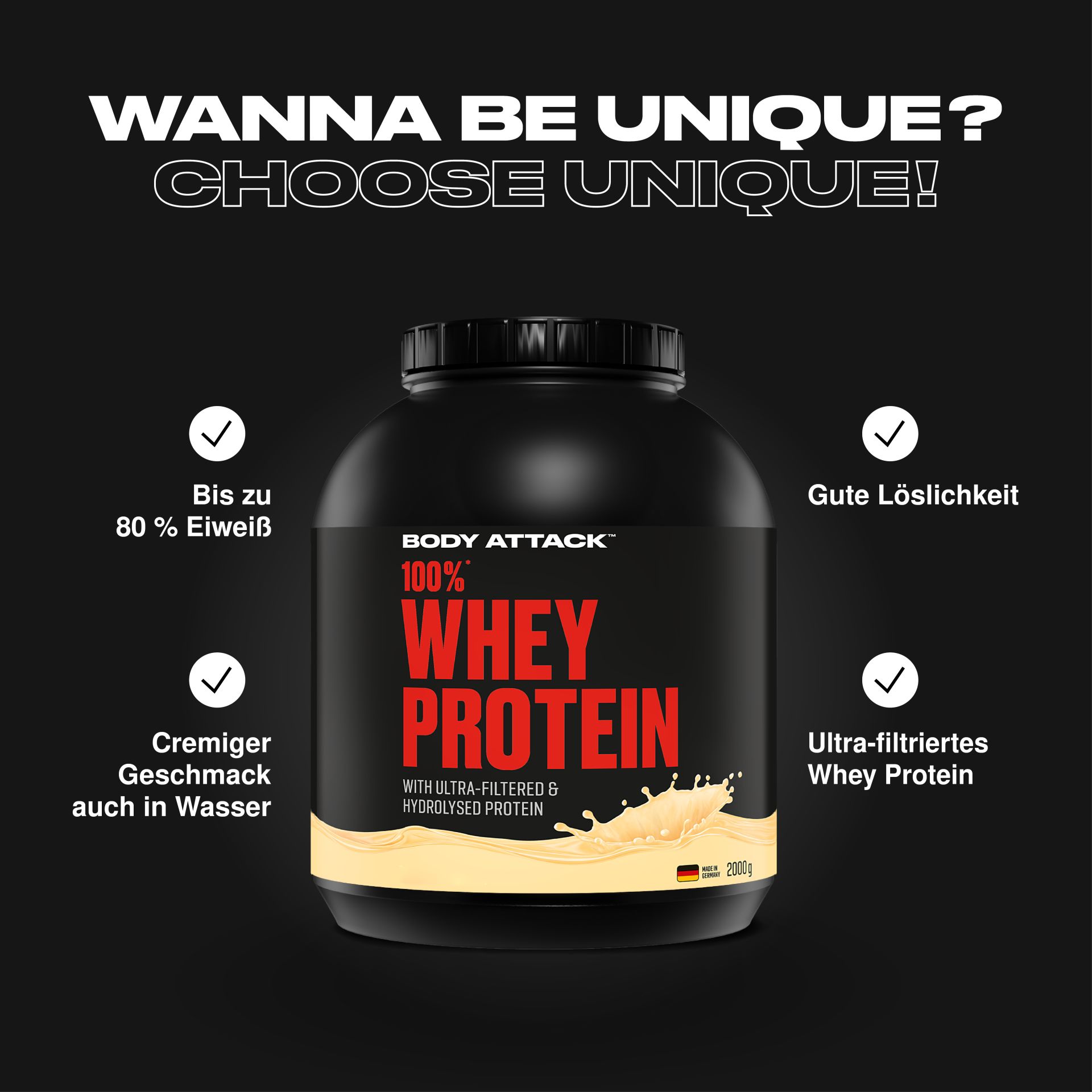 100% Whey Protein im Body Attack Online-Shop
