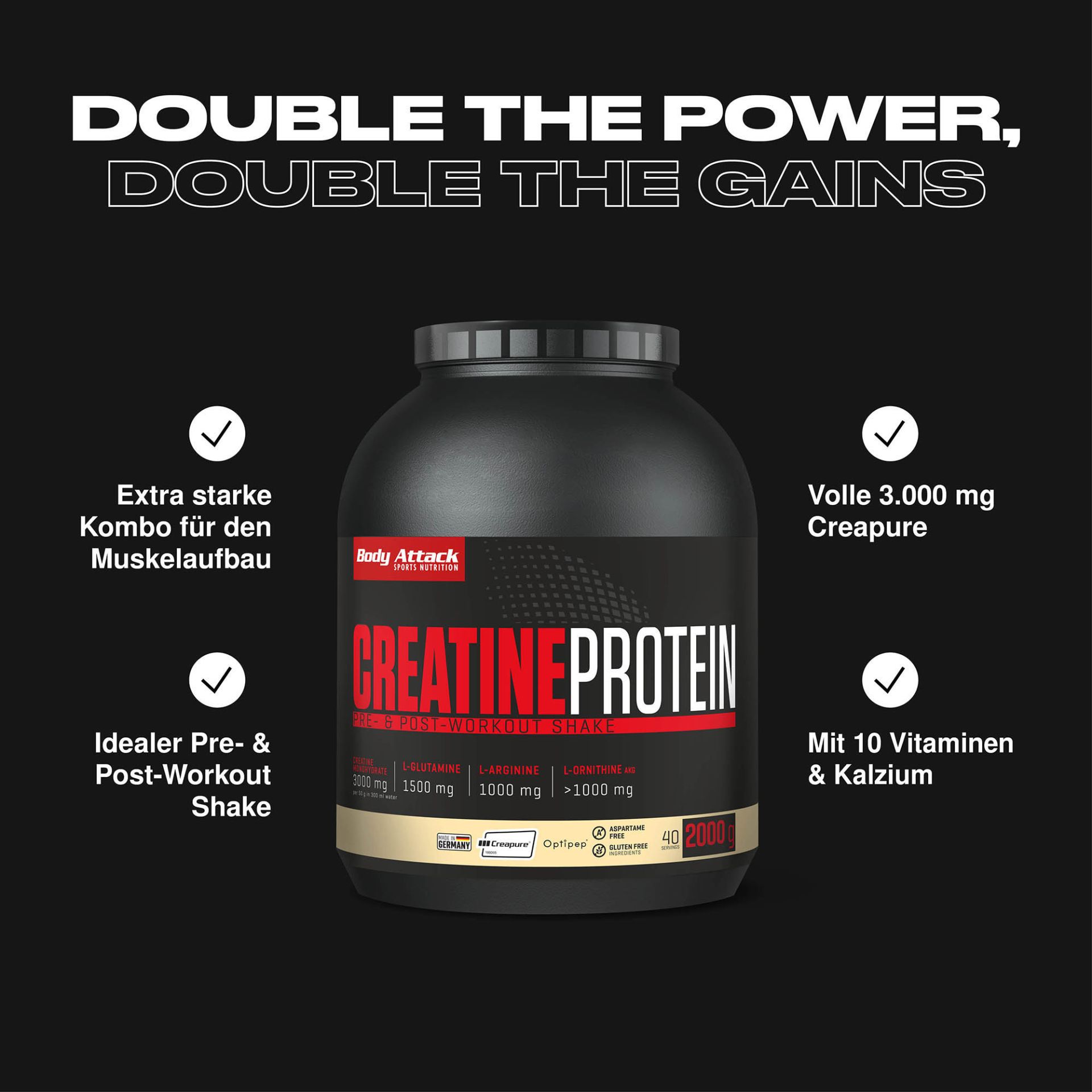 The strong mixture of creatine monohydrate and protein