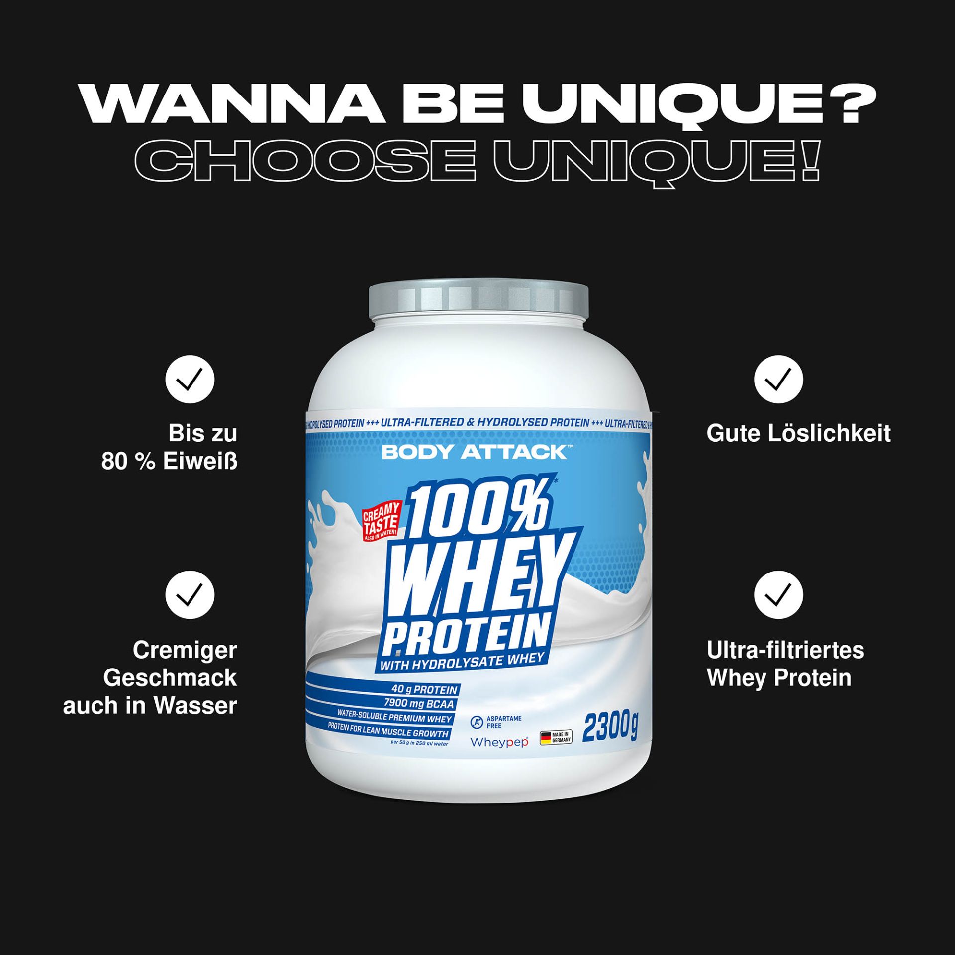 100 % Whey Protein: High quality protein for your muscle building